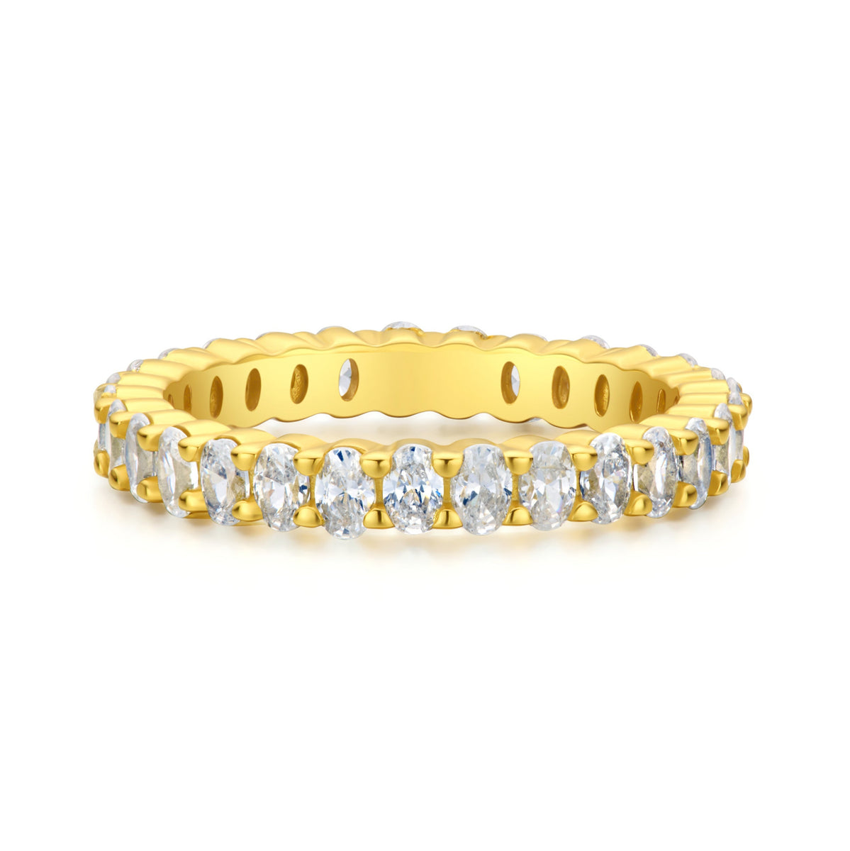 Diamond White Dainty Oval Cut Full Eternity Wedding Stackable Band - Gold: Timeless Elegance ...