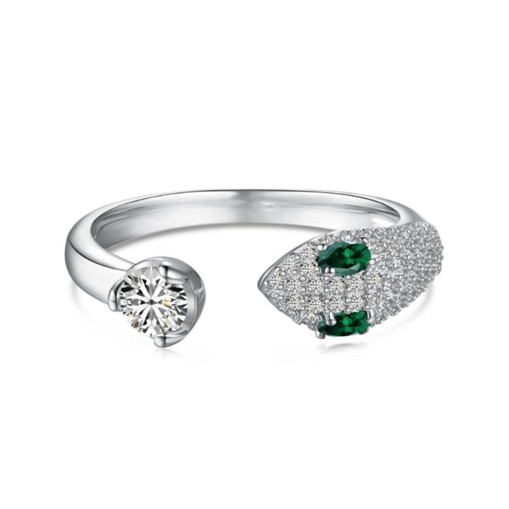 Emerald & Diamond CZ Adjustable Open Snake Ring: Timeless Elegance | Clublux – CLUB LUX Jewellery