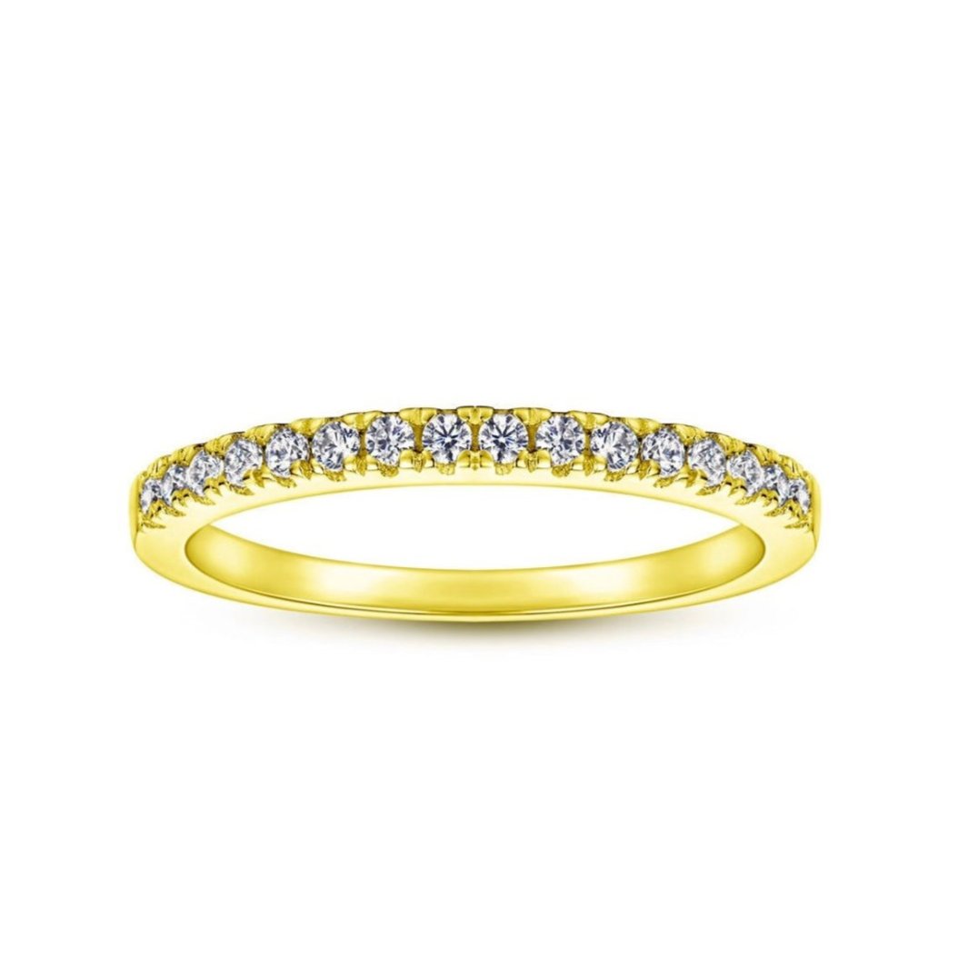 2mm Pave Half Eternity Band Ring in Gold: Delicate Sparkle and Ethical Luxury – CLUB LUX Jewellery