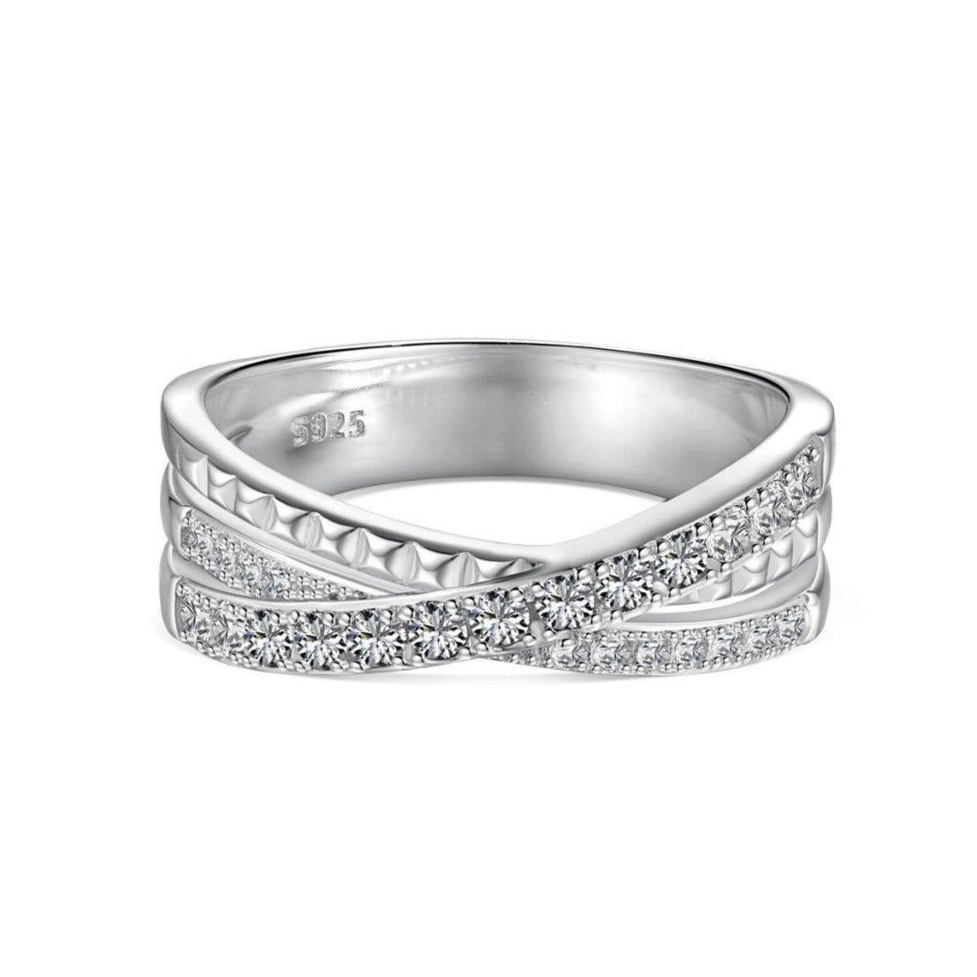Multi Row Pave Crossover Wedding Band Ring: Luxurious, Dazzling, High ...