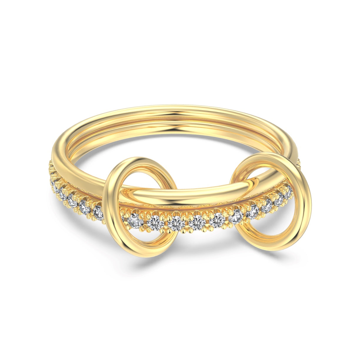 Multi Link Sparkle Connected Ring Stack in Gold: Delicate Sparkle and ...
