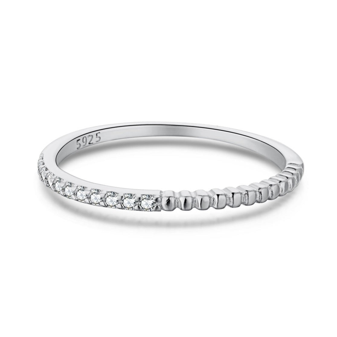 1.2mm Dainty Micro Pave Textured Thin Stacking Ring: Add Subtle Sparkle ...