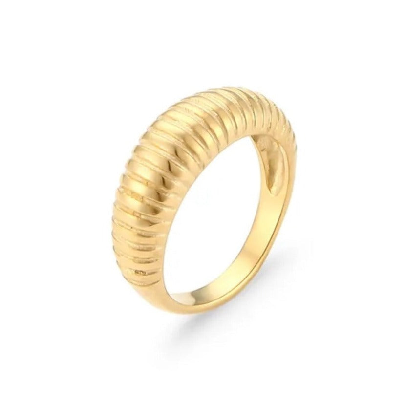 Bold Ribbed Dome Statement Ring - Gold - Club Lux Australia – CLUB LUX Jewellery